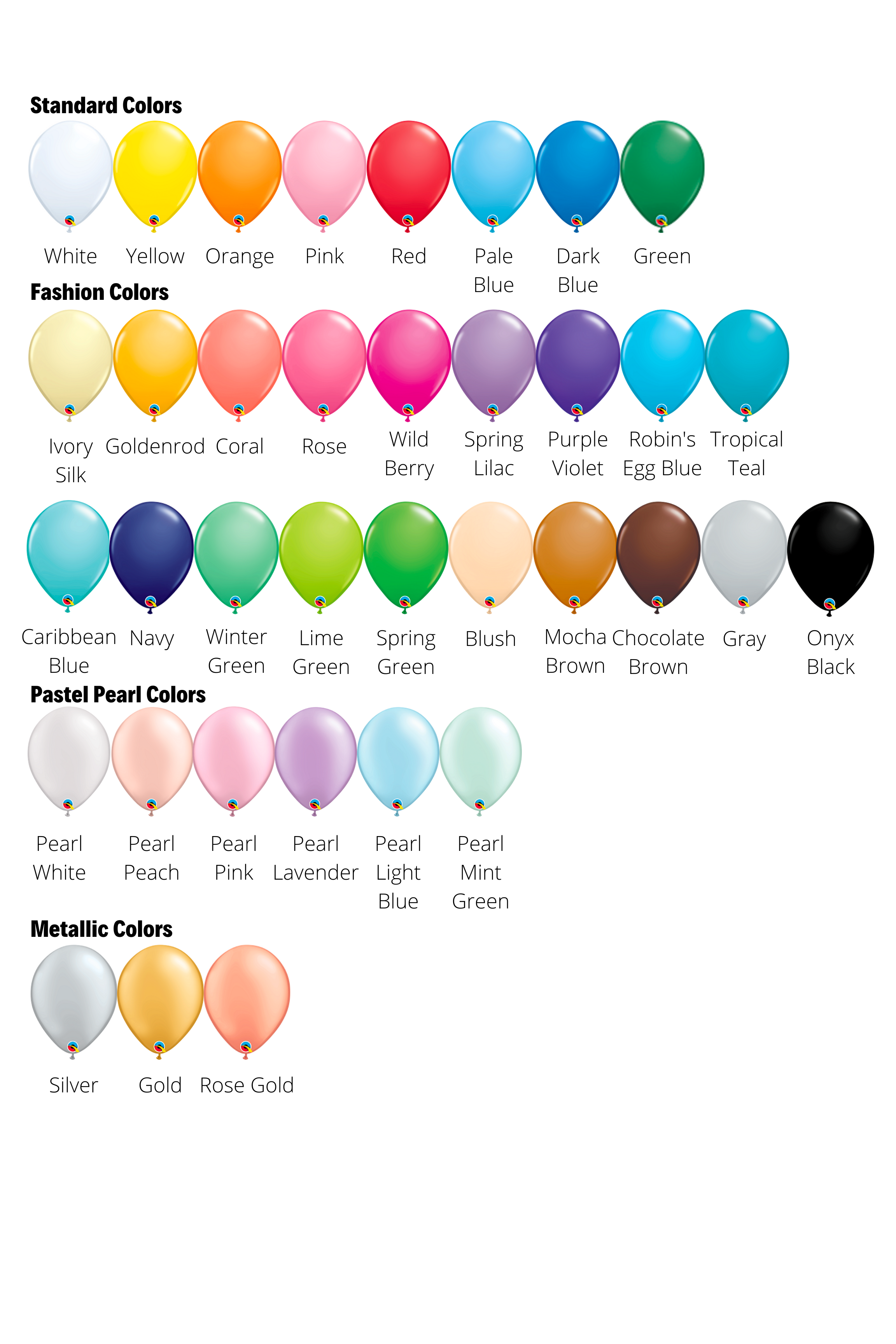 Standard Solid-Color HELIUM Inflated Latex Balloons | Vicko’s Balloons